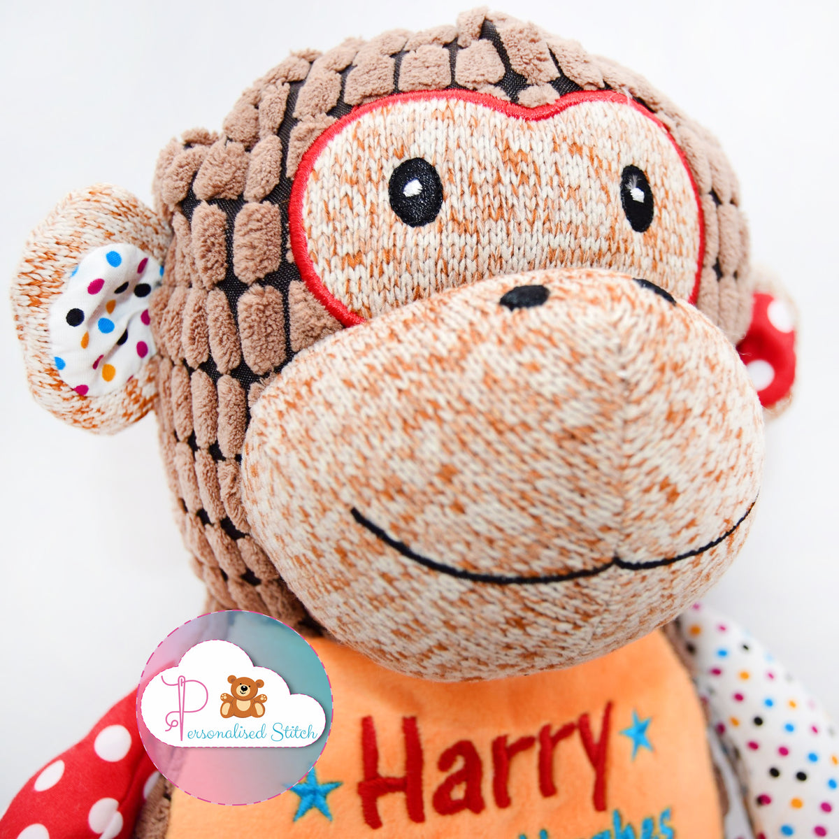 Personalised Monkey Baby sensory Teddy Bear – Personalised stitch